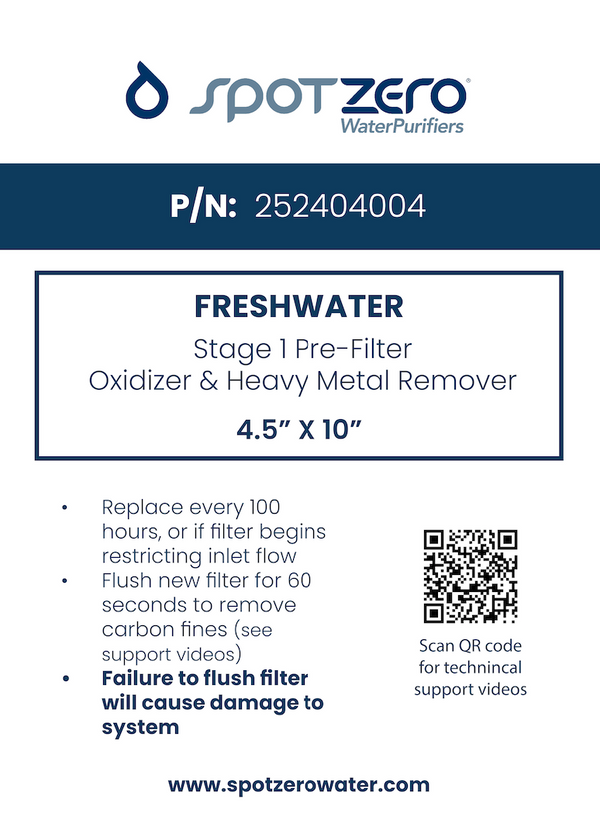 Spot Zero Stage 1 Pre-Filter / Oxidizer & Heavy Metal Remover ...